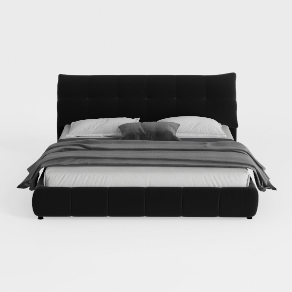 Acme Rivas Channel-Tufted Fabric Queen Bed with Ov | Homestyler