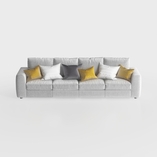 Minimalist Fabric Extra Large Sofa With Decorative Throw Pillows 3D ...
